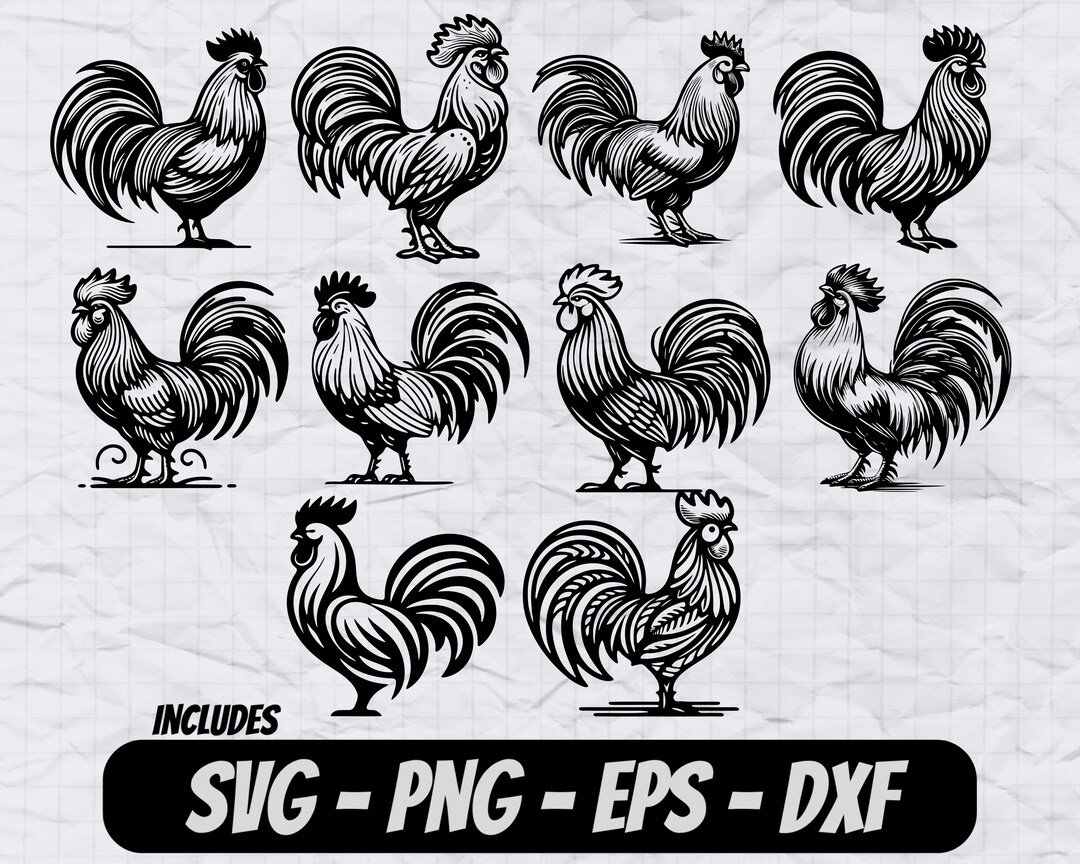 Rooster Svg Design, Chicken PNG Clipart, Sublimation Design, Cricut Cut ...