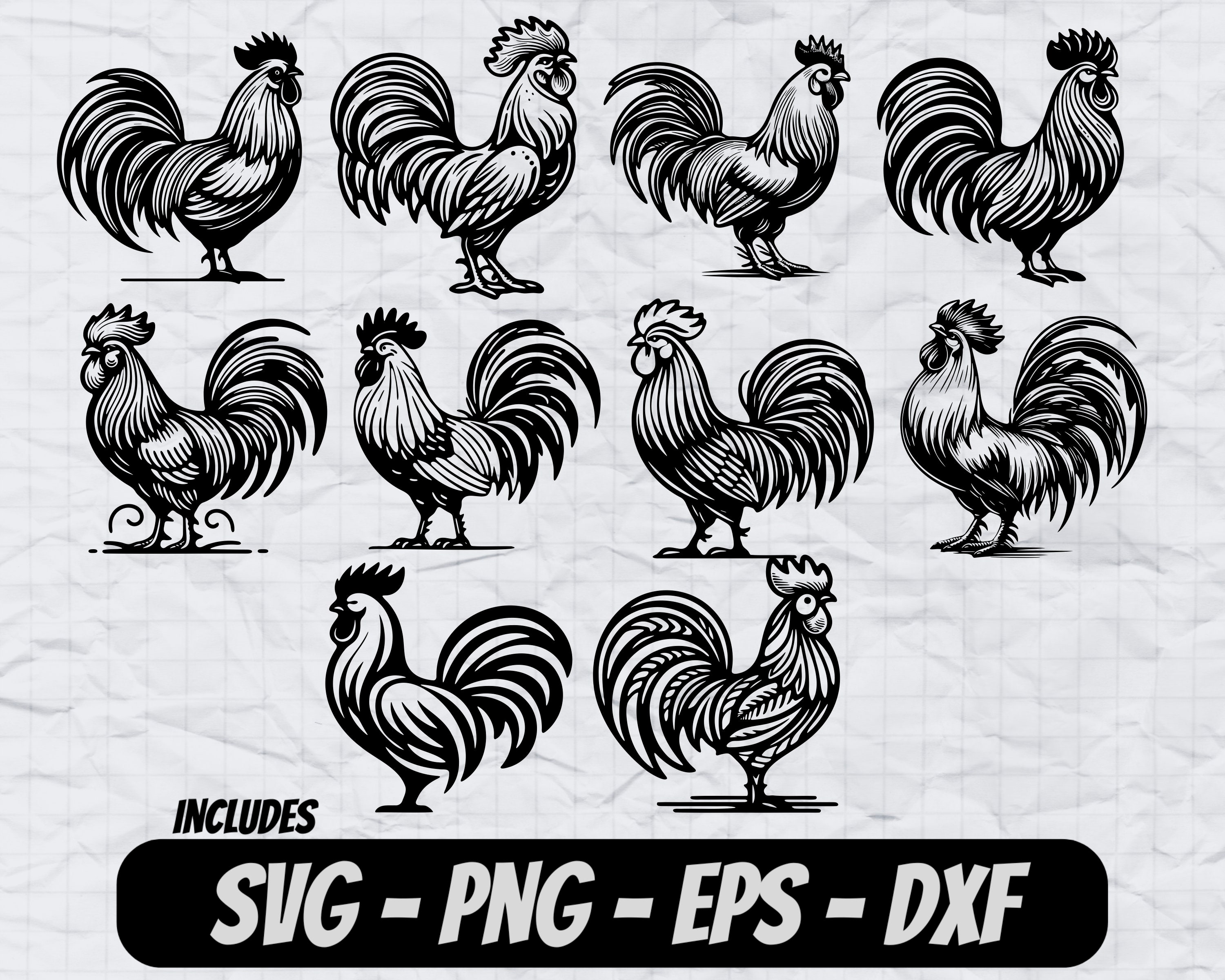 Rooster Svg Design, Chicken PNG Clipart, Sublimation Design, Cricut Cut ...
