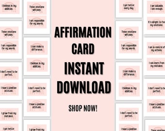 60 Affirmation Cards Digital Download, Mindfulness Affirmations Deck ...