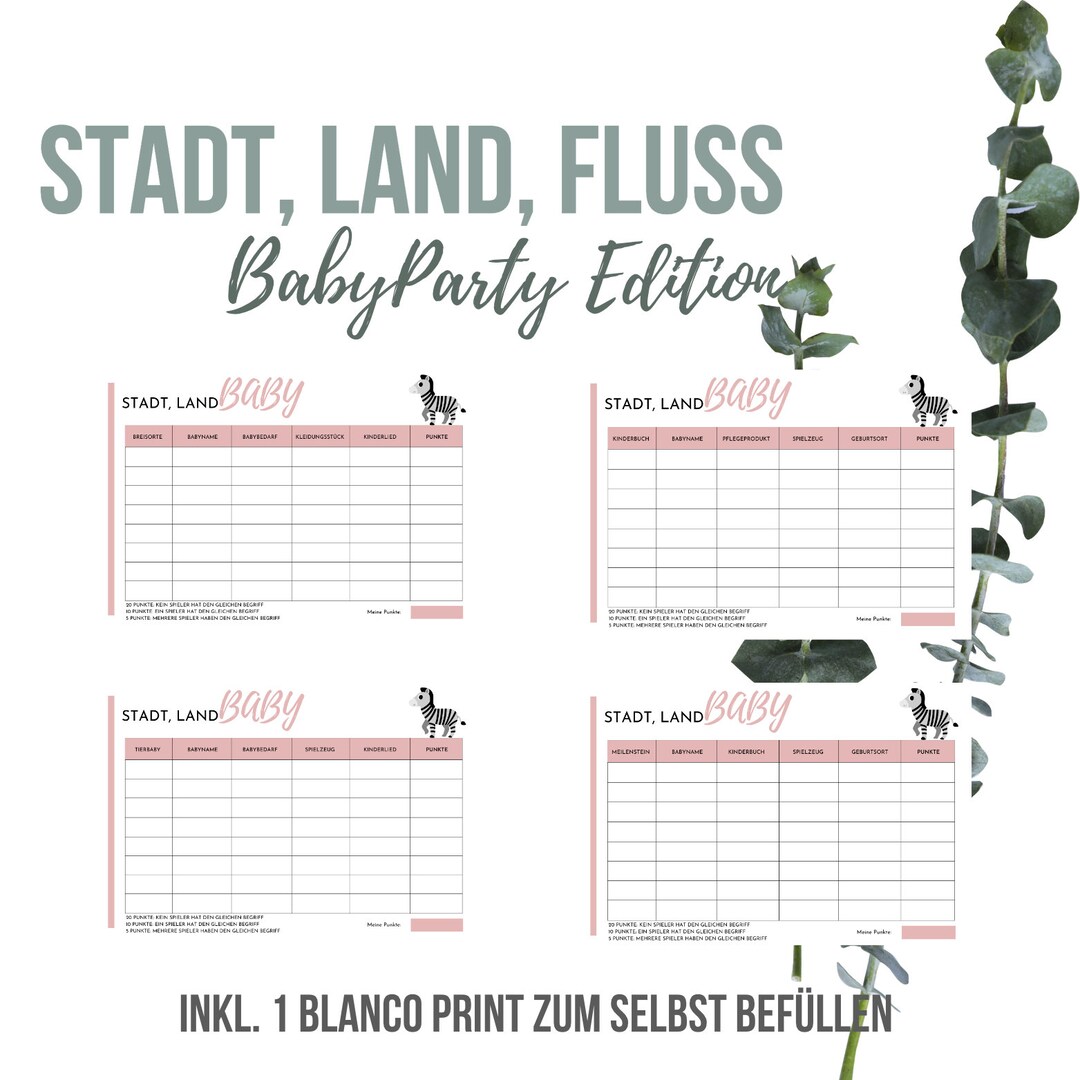 Baby Shower Game Zebra City Country River Printable Put Your Guests ...