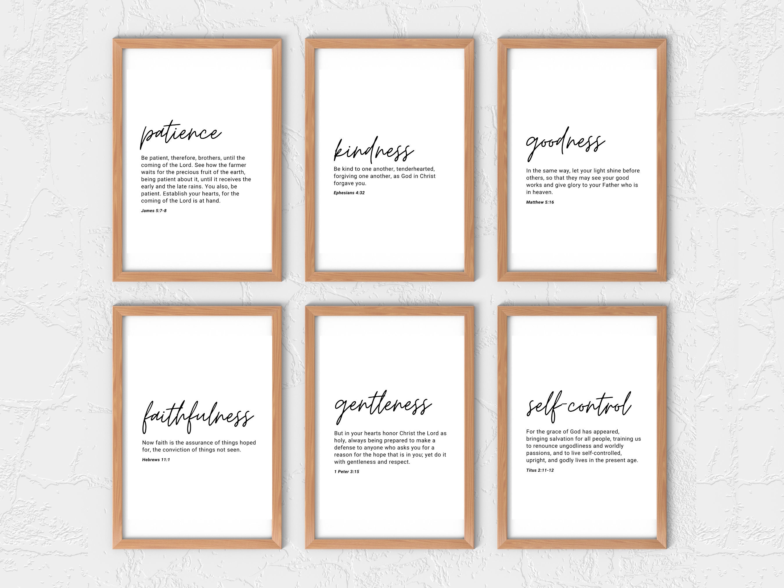 Fruit of the Spirit Prints | Galatians 5 Wall Art | Cursive Font Bible ...