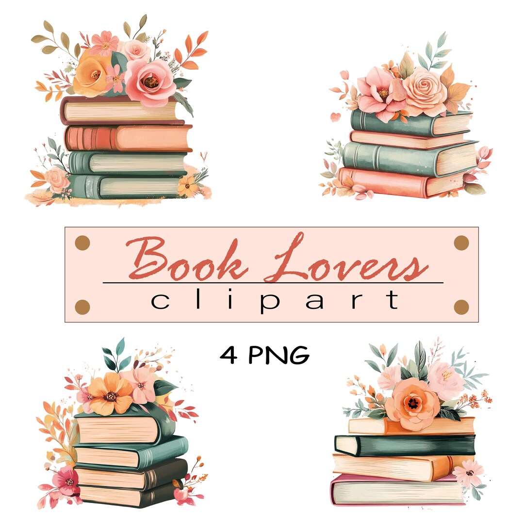 Book Lovers Clipart, Reading Book Clipart, Watercolor Books, PNG 300 ...