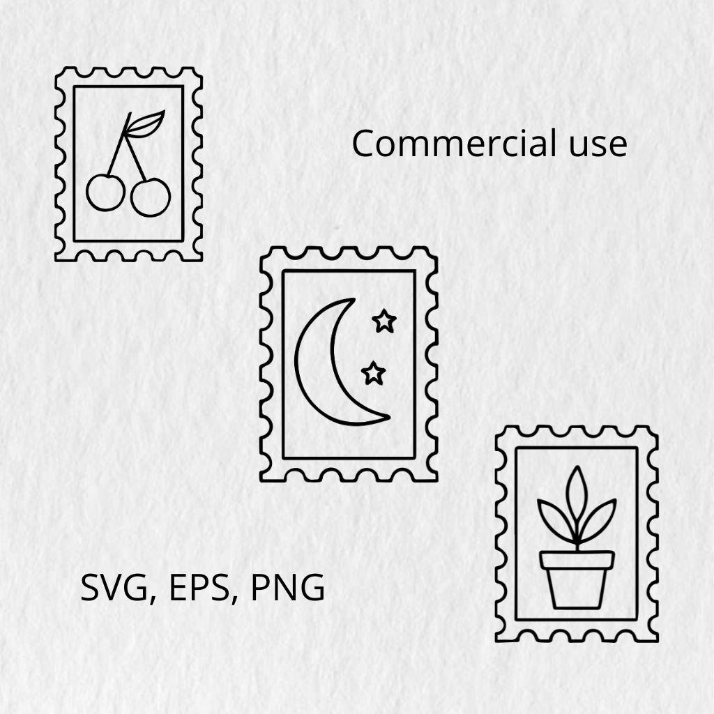 Postage Stamps, Doodle Postage Stamps, SVG, EPS, PNG, 14 Elements - Etsy