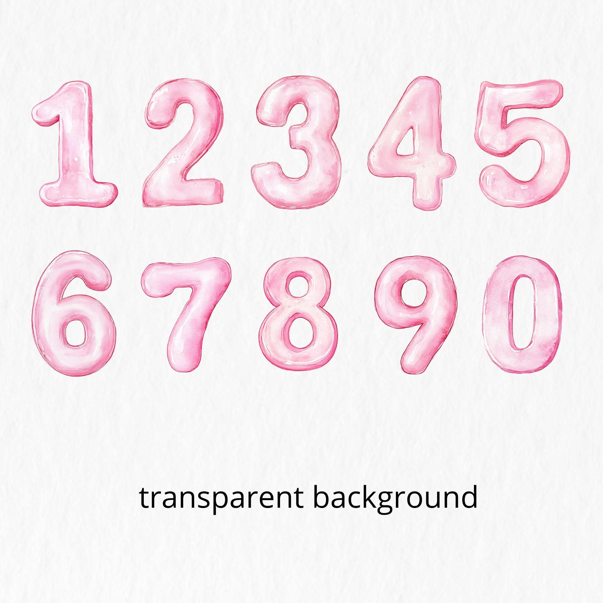 Pink Watercolor Numbers Clipart, Birthday Decor Clipart, Pink Numerals ...