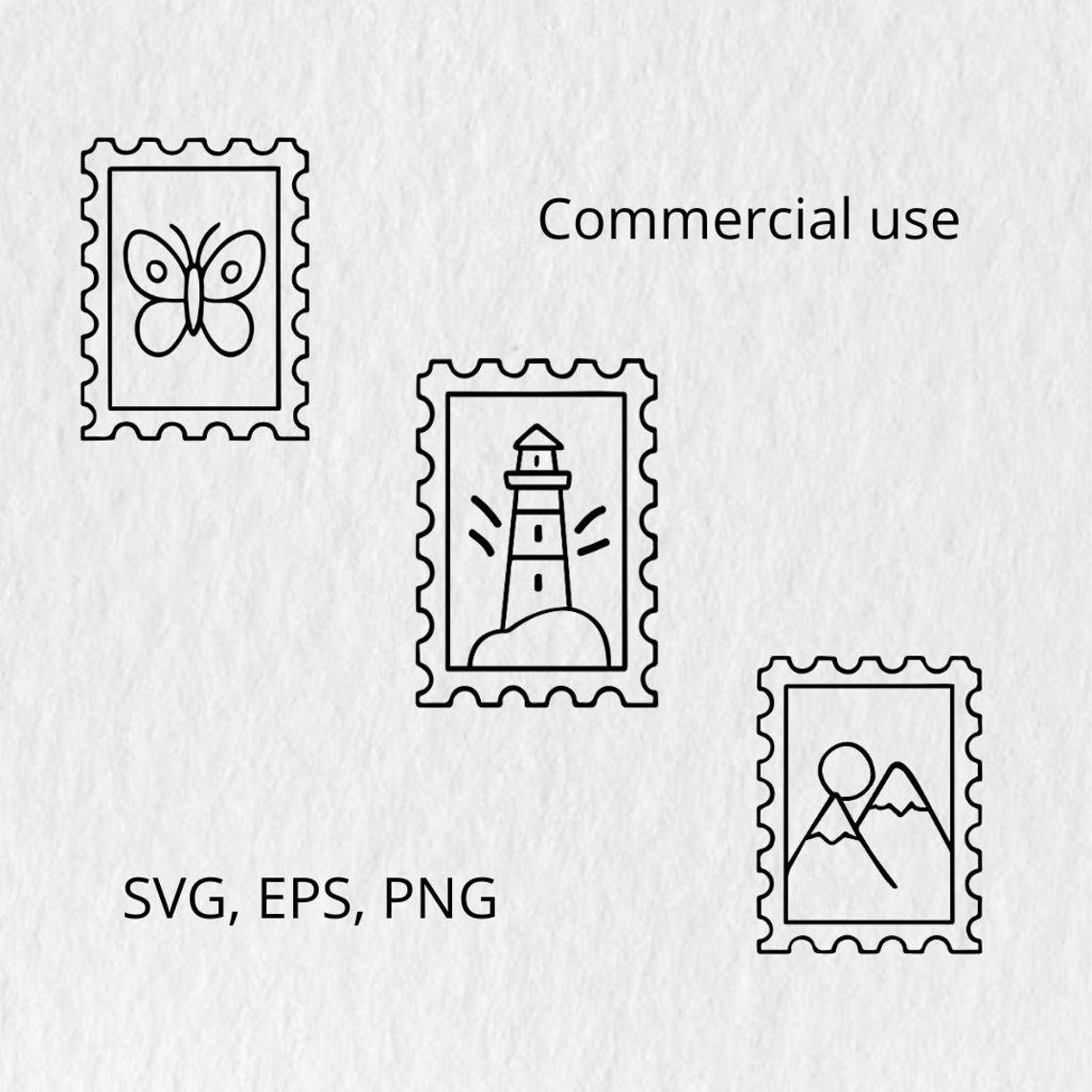 Postage Stamps, Doodle Postage Stamps, SVG, EPS, PNG, 14 Elements - Etsy