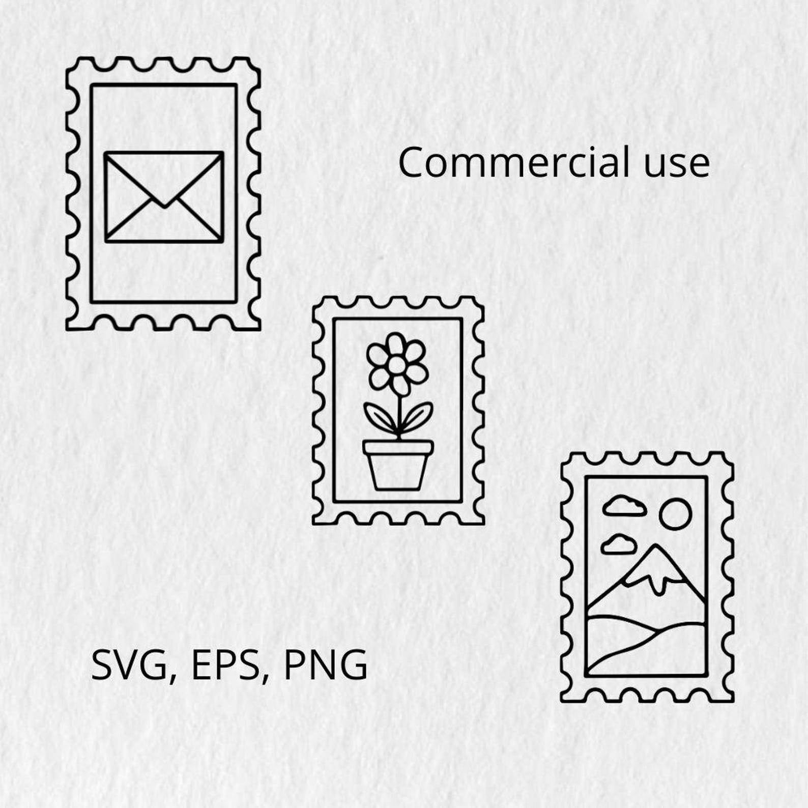 Postage Stamps, Doodle Postage Stamps, SVG, EPS, PNG, 14 Elements - Etsy