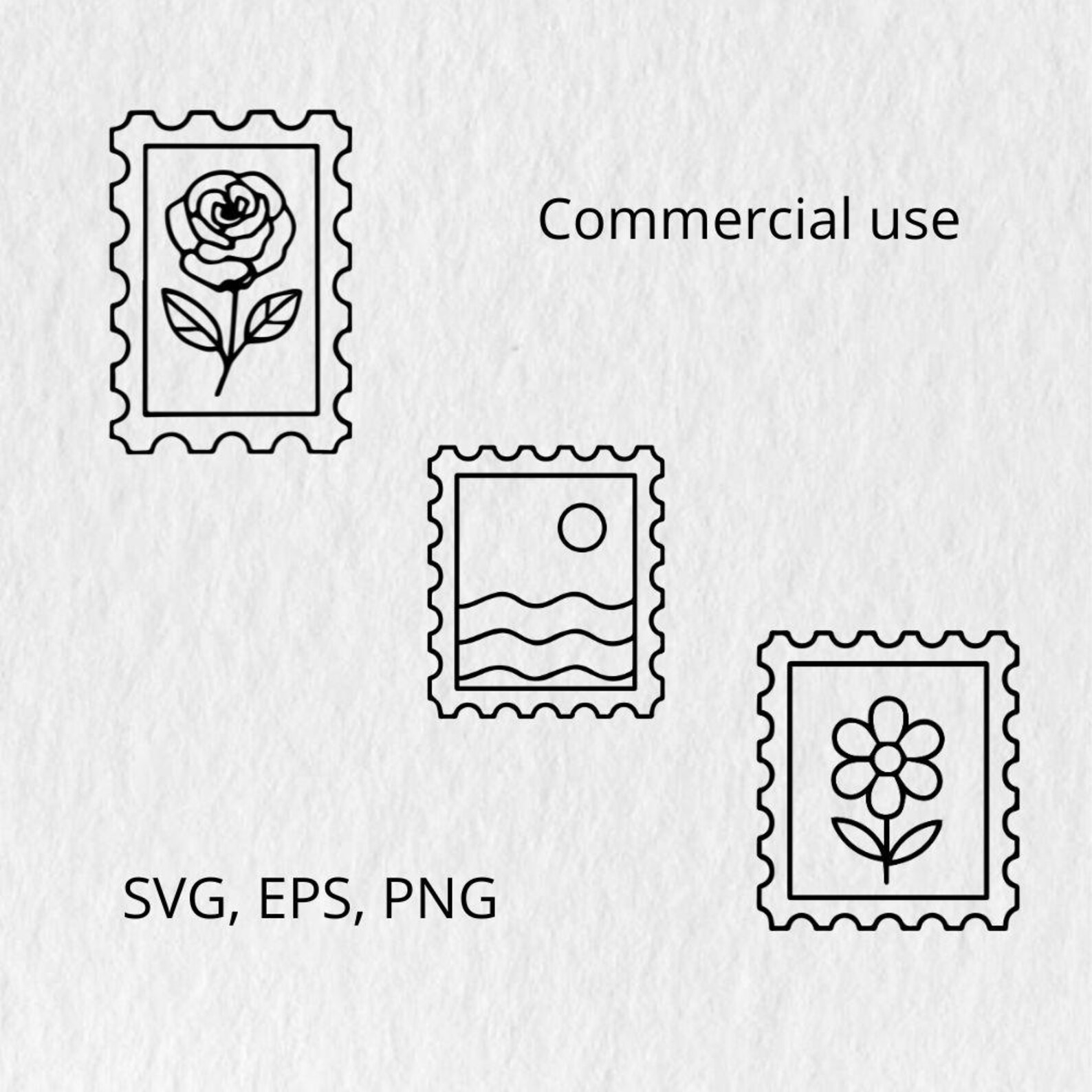 Postage Stamps, Doodle Postage Stamps, SVG, EPS, PNG, 14 Elements - Etsy