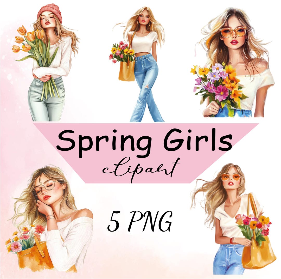 Spring Girls Clipart, Spring Planner, PNG, Digital Downloads ...
