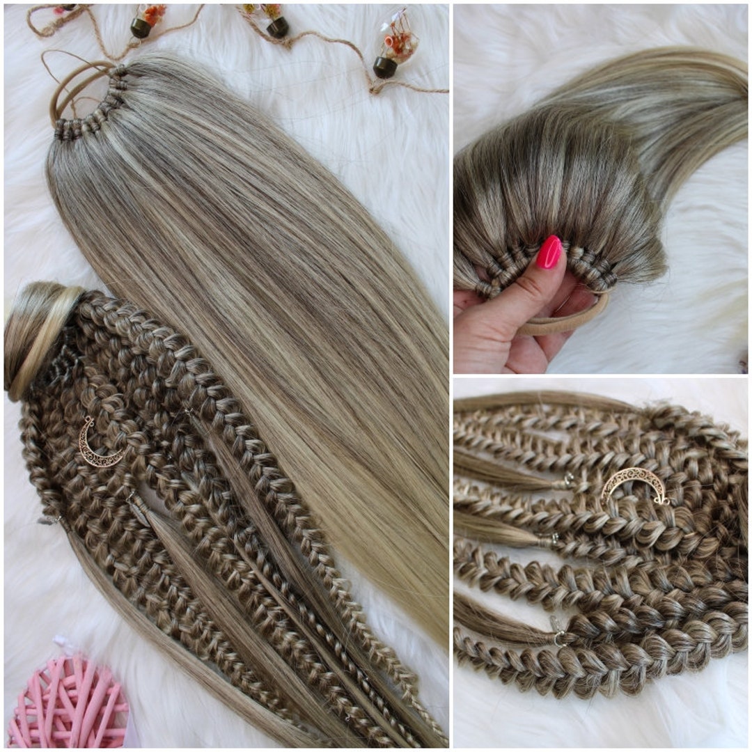 Blonde Ponytail Braids Extension Elastic Band Kanekalon Ponytail Long ...