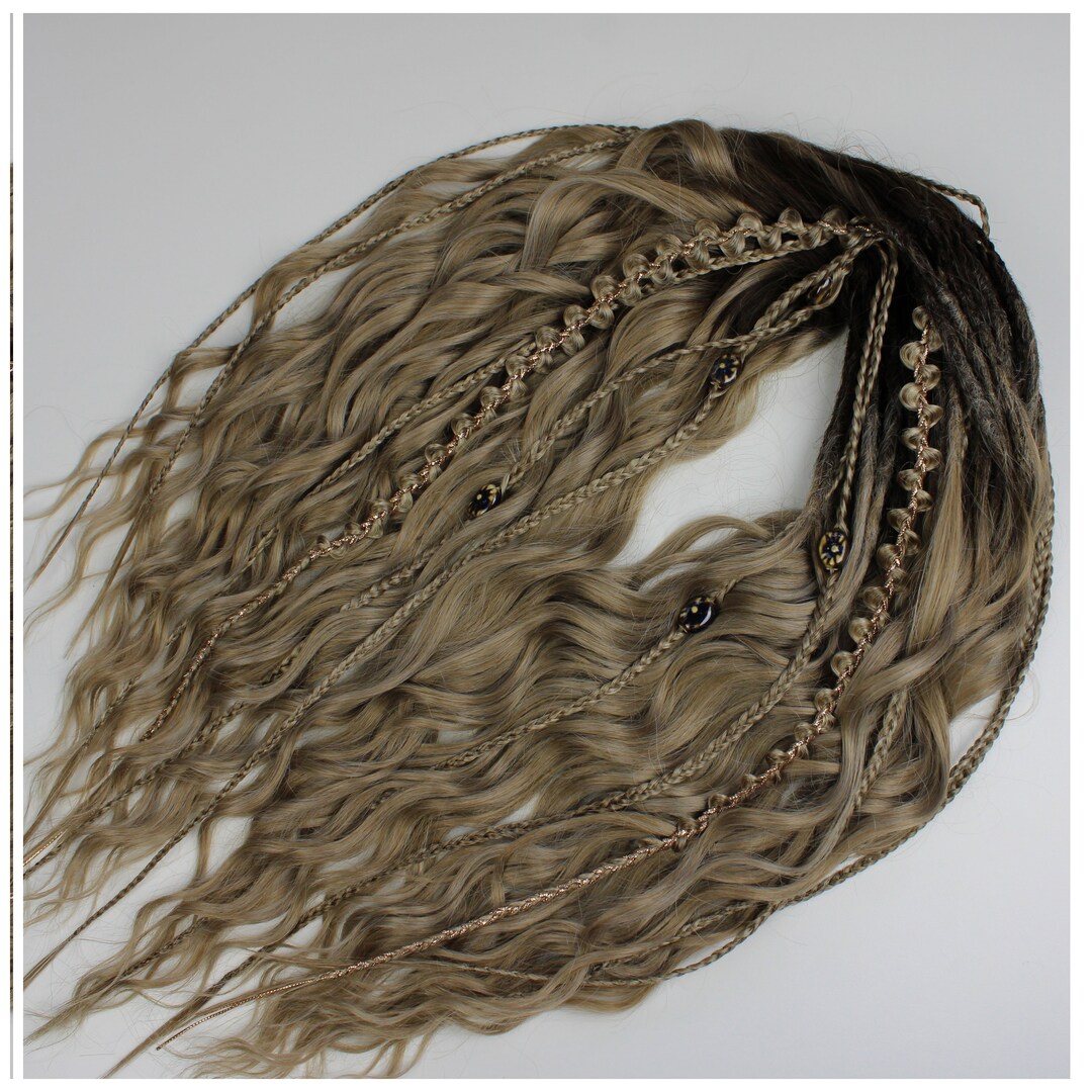 Boho Braids With Viking Dreadlocks Boho Fishtail Long Curl Warm Blond ...