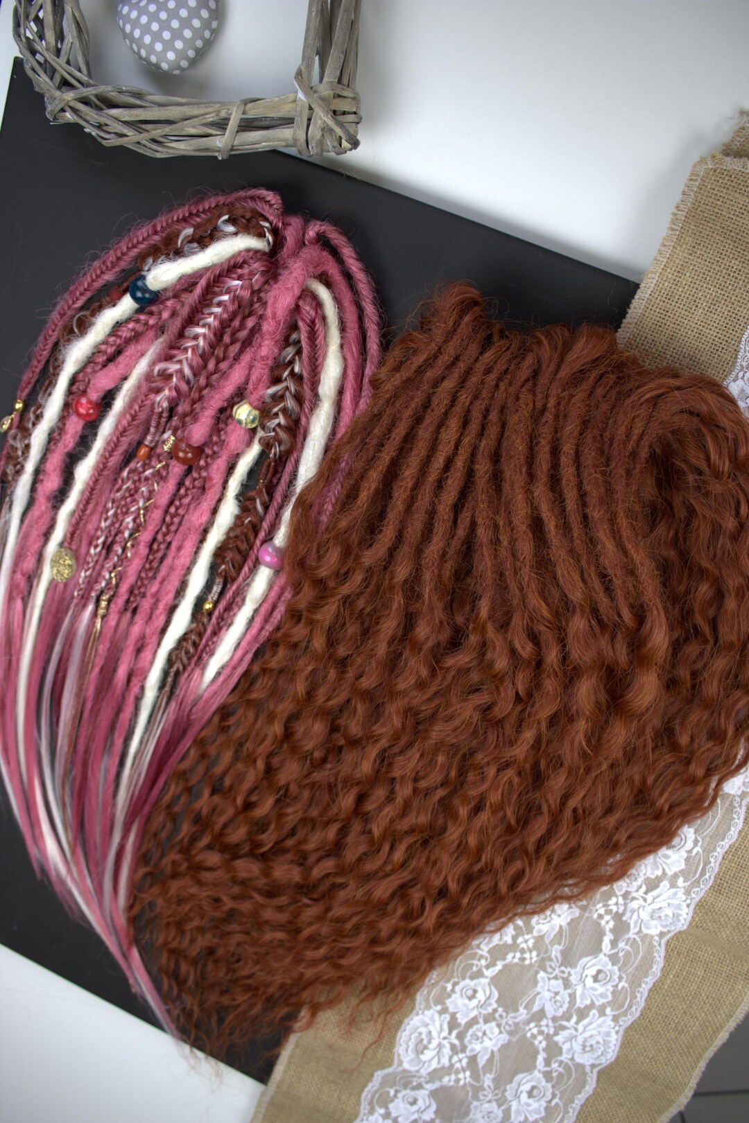 Set DE Dreadlocks Dreads Amber Cherry Mix Boho Hair With Viking ...