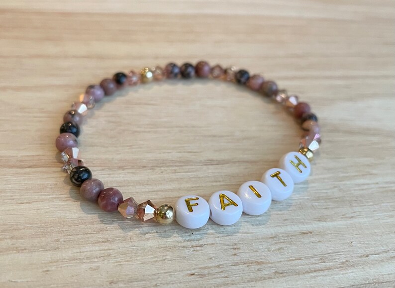Beaded Faith Bracelet, Gold Letter Faith, Pray, Trust Bracelet, Dainty ...