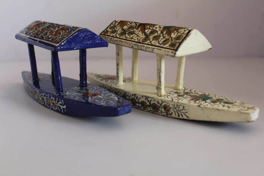 Shikara Houseboat Kashmir Model Handcrafted Hand-painted Wooden Boat ...