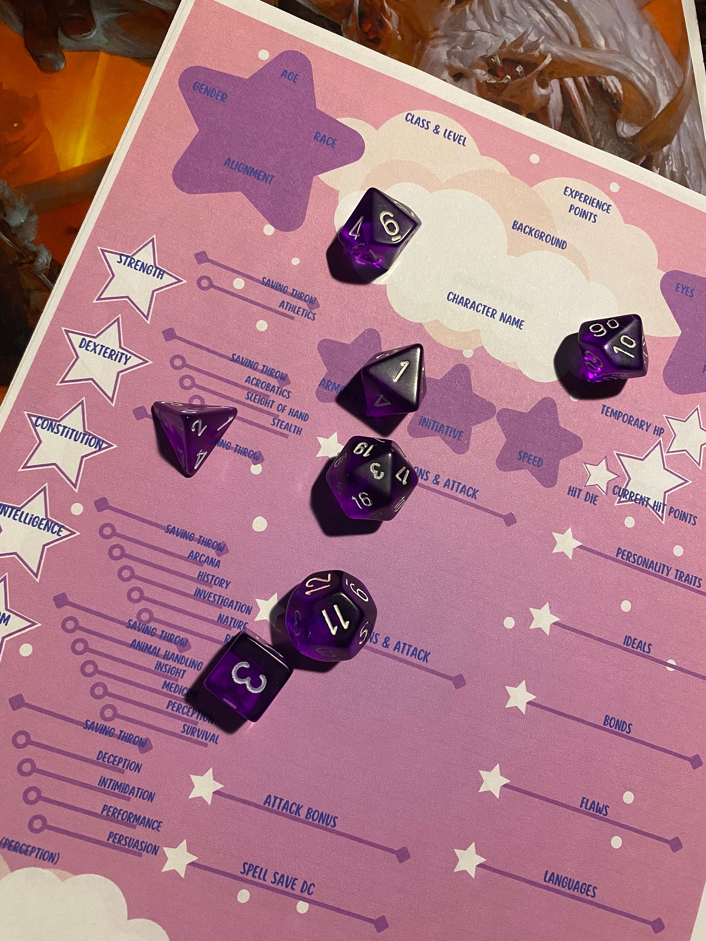 Green Stars and Clouds Dnd Character Sheet I Printable I Digital ...