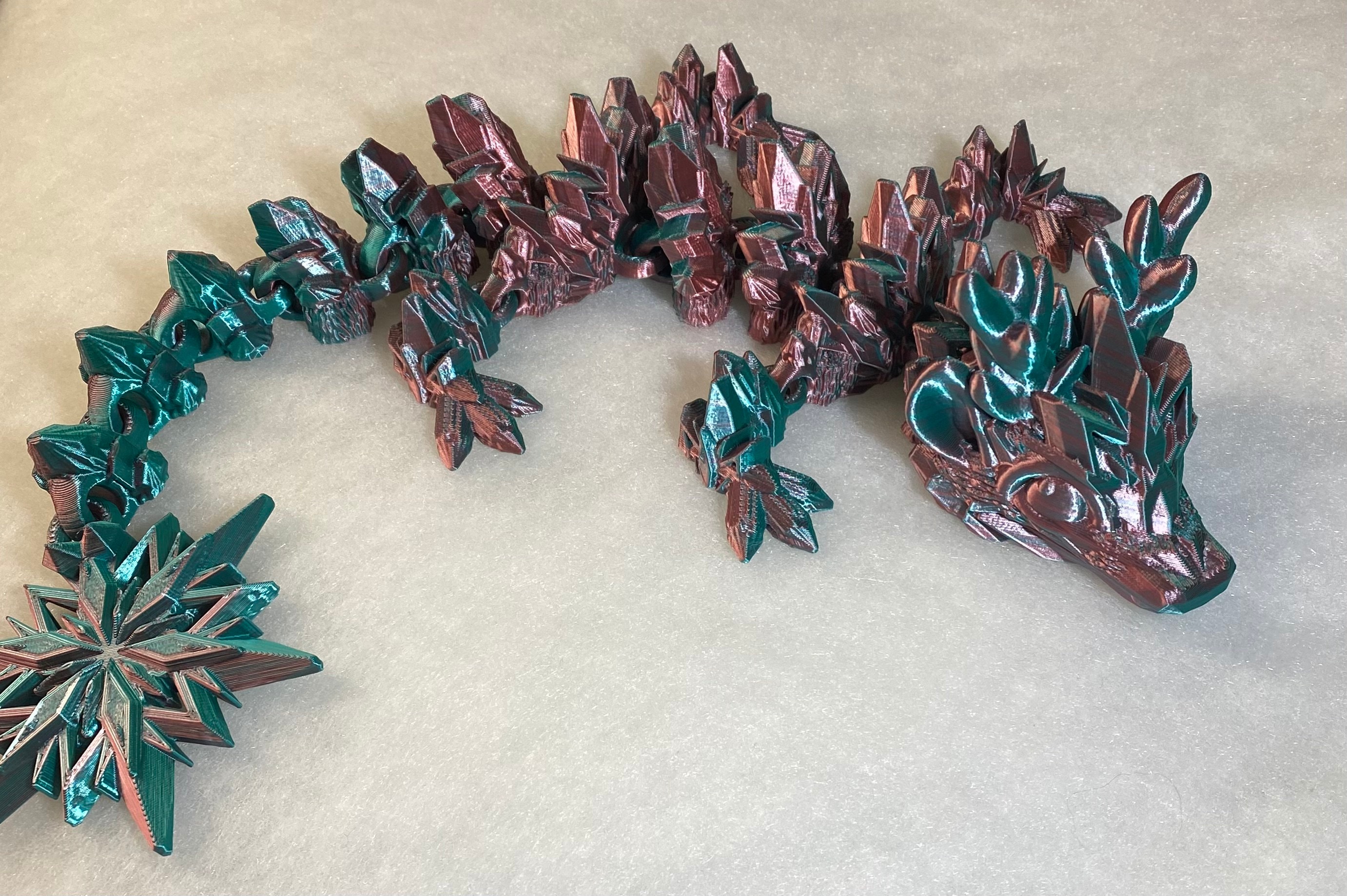 3D Printed Snowflake Articulating Dragon - Etsy