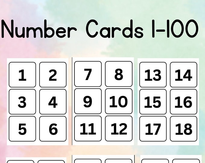 100 Printable Numbers 1-100 Flashcards/primary School Maths Cards - Etsy