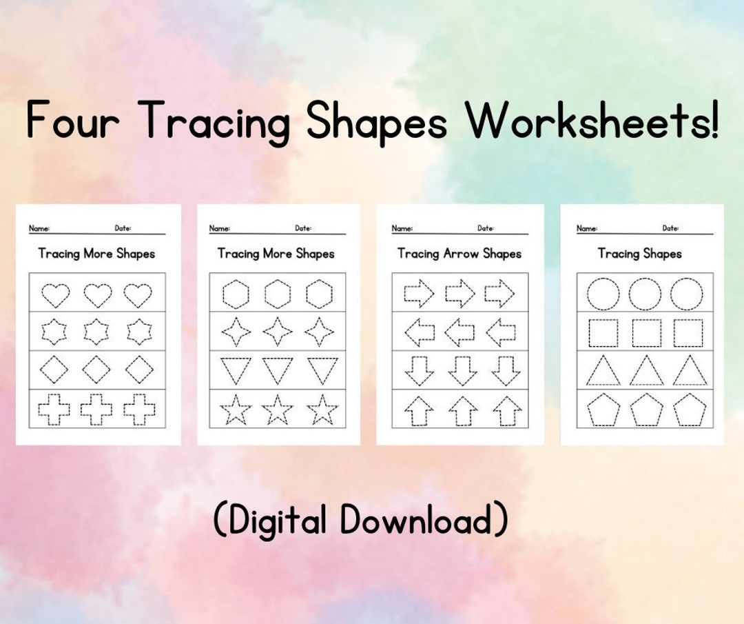 Tracing Shapes and Coloring Worksheet for Kids! Printable Worksheet ...