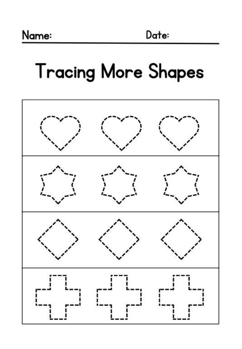Tracing Shapes and Coloring Worksheet for Kids! Printable Worksheet ...