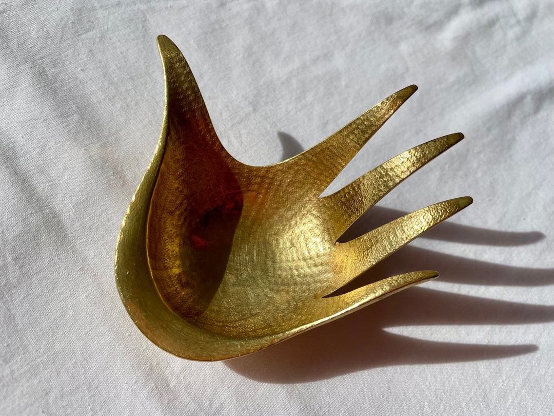 MCM Hand Shaped Metal Trinket Bowl in Walter Bosse Style - Etsy