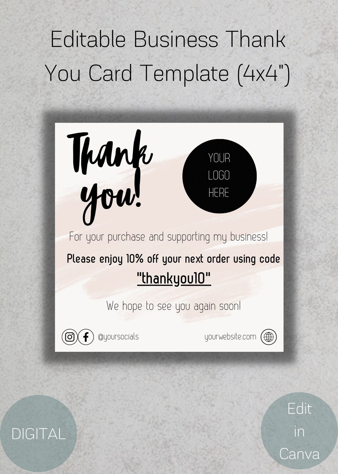 Tarjetas de agradecimiento imprimibles Plantilla empresarial - Etsy España