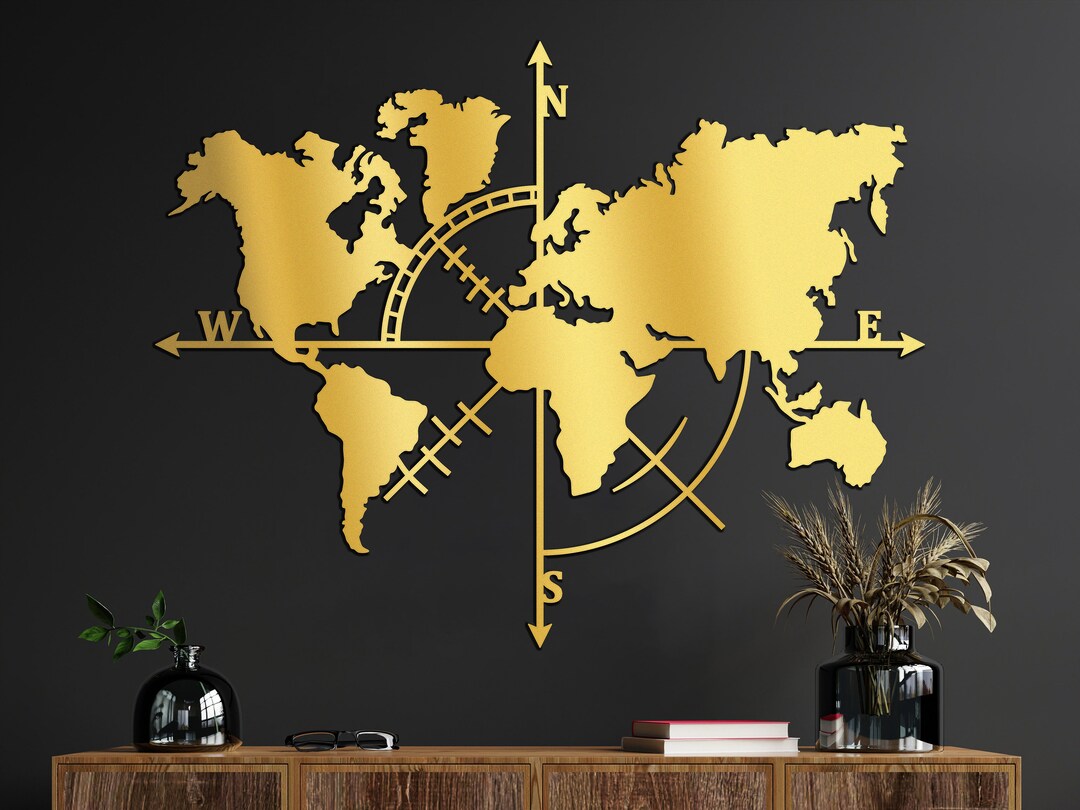 Metal World Map Wall Art Metal Wall Decor Large World Map - Etsy