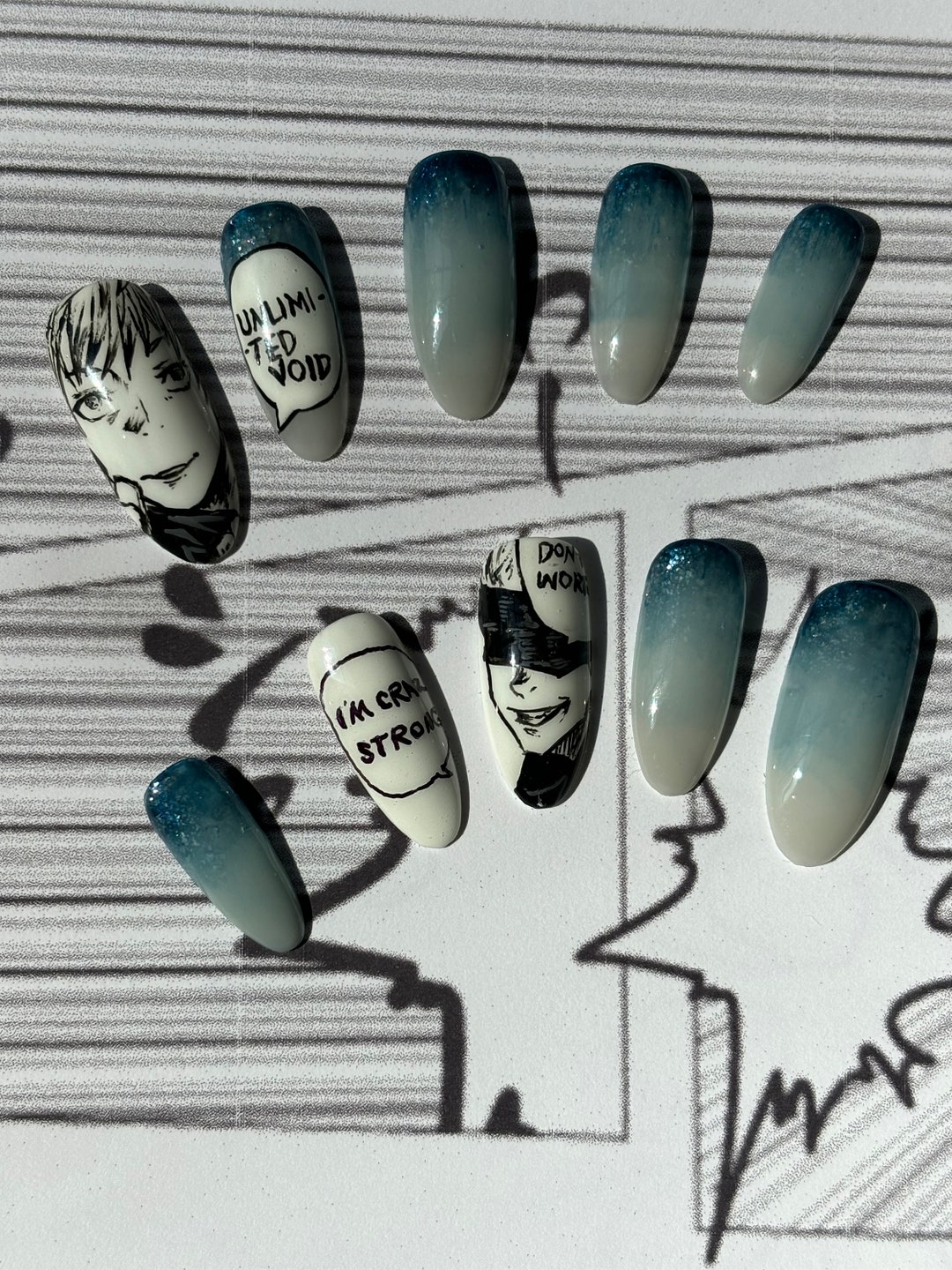 Jujutsu Nails Gojo - Etsy