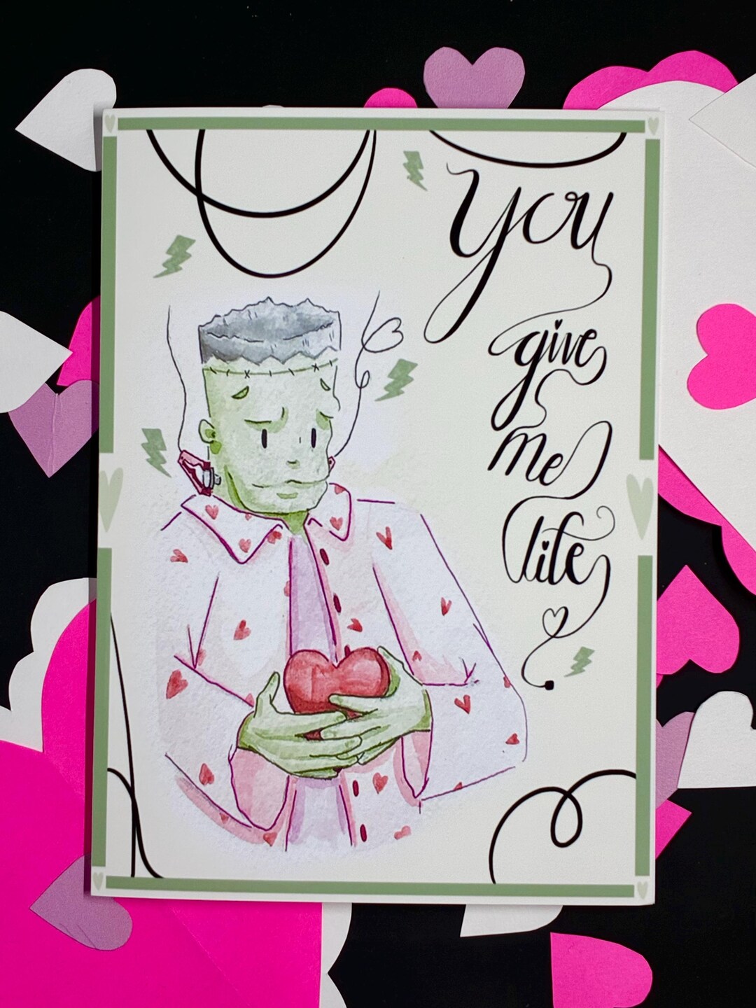 Frankenstein Valentine's Day Card, Wordless Card, Monster, Spooky ...
