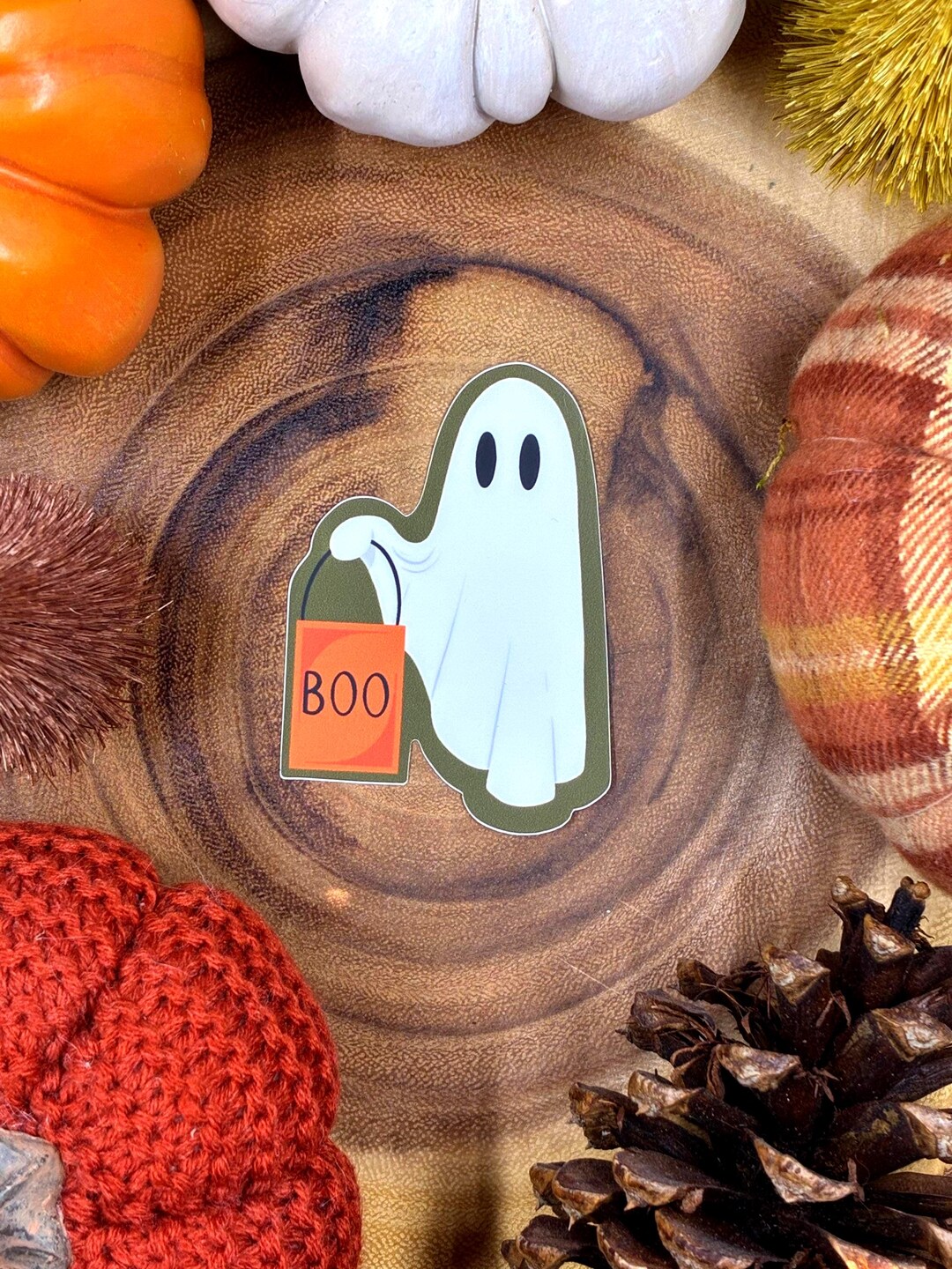 Boo Bag Ghost Sticker, Waterproof Sticker, Dishwasher Safe, Matte ...