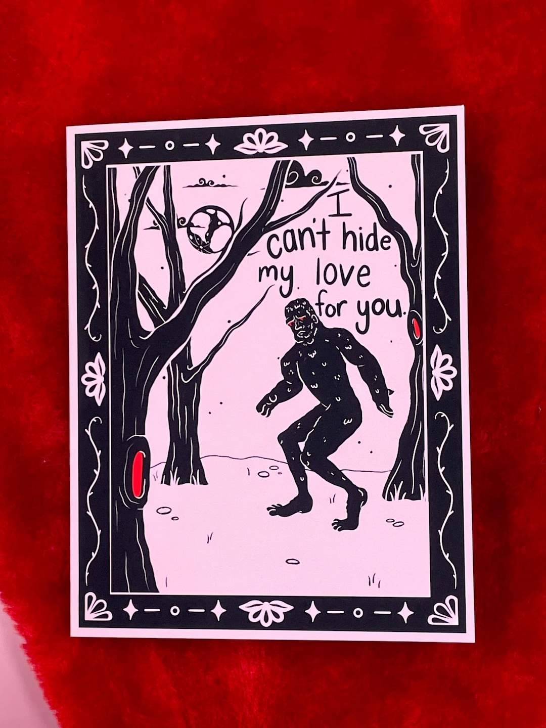 Bigfoot Valentine's Day Card, Cryptid Card, Creepy Card, Cute Card ...