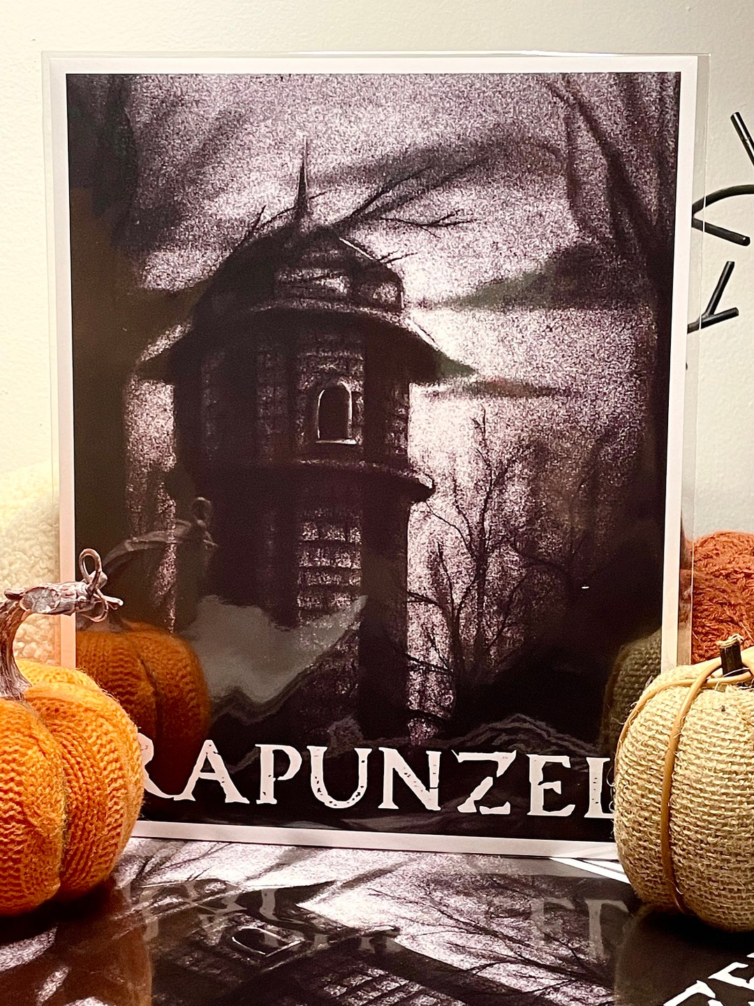 Rapunzel Print, Charcoal Drawing, Charcoal Print, Wall Art, Spooky Art ...