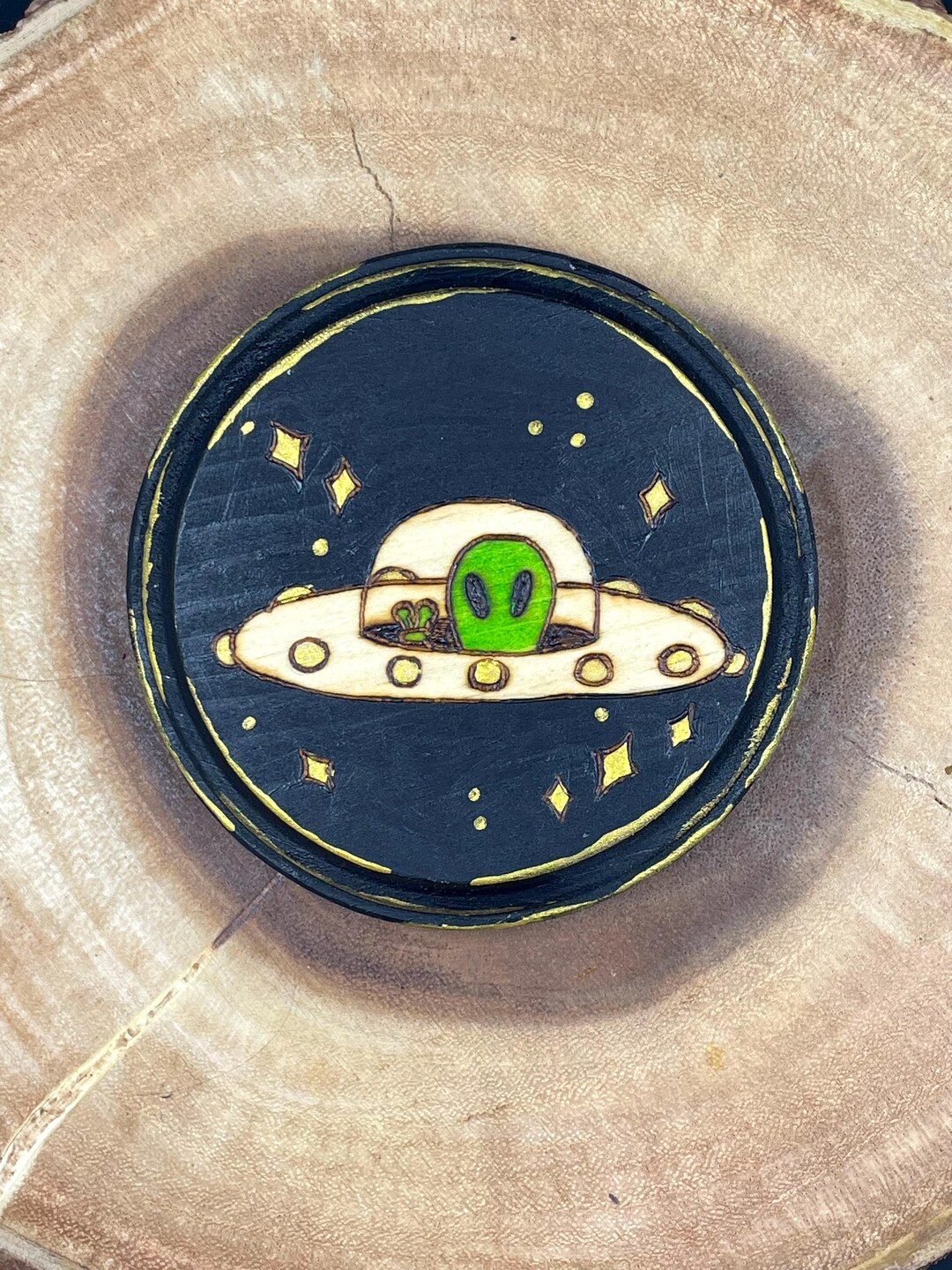 Mini Alien Wood Burning, Space Decor, Outer Space, Stars Art, Celestial ...