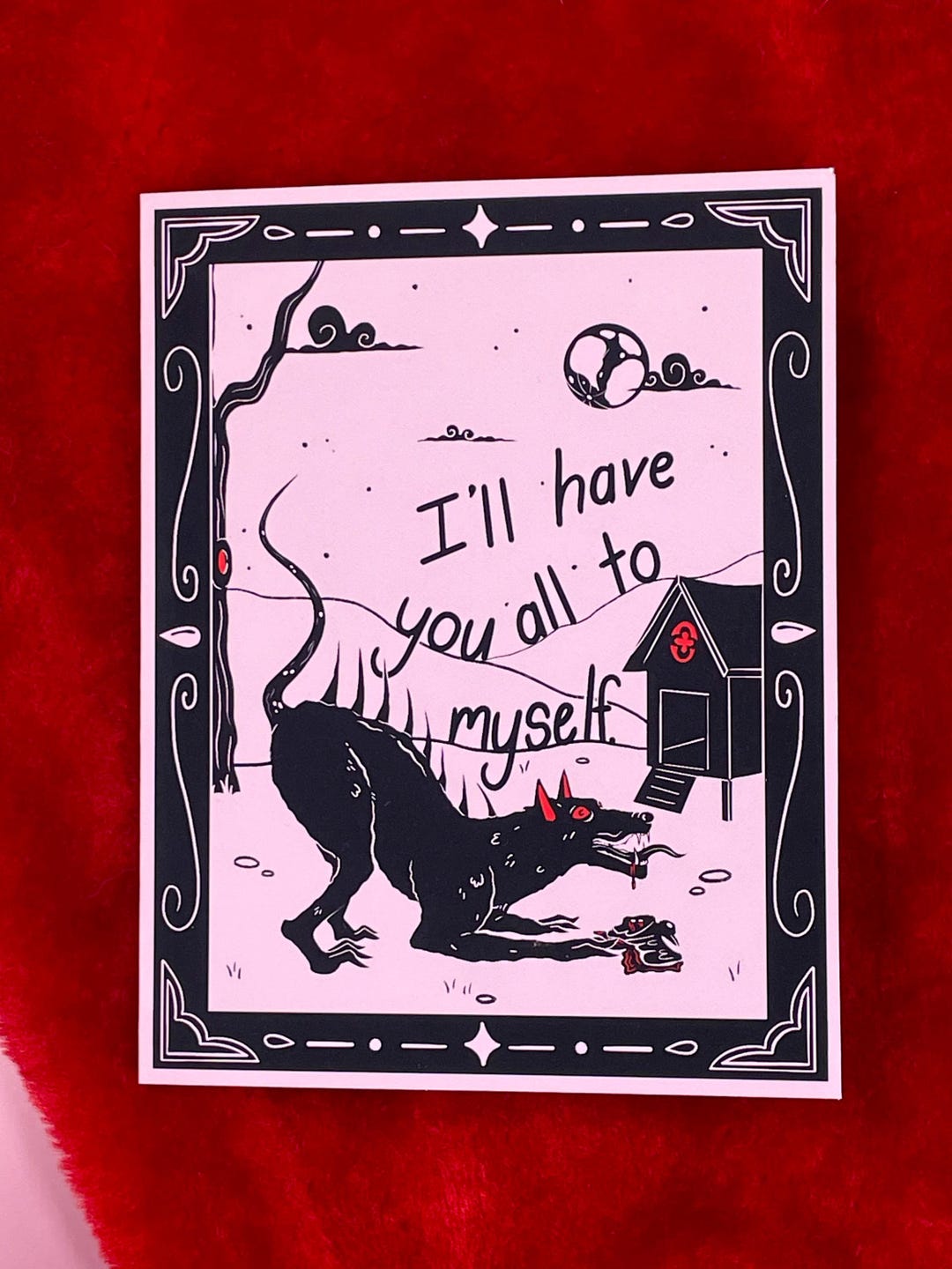 Chupacabra Valentine's Day Card, Creepy Card, Spooky Card, Cute Card ...