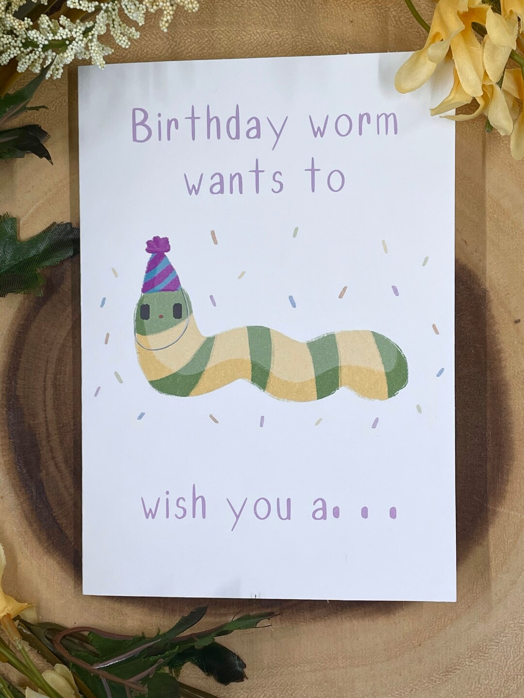 Birthday Worm's Birthday Card, Insect Card, Greeting Card - Etsy