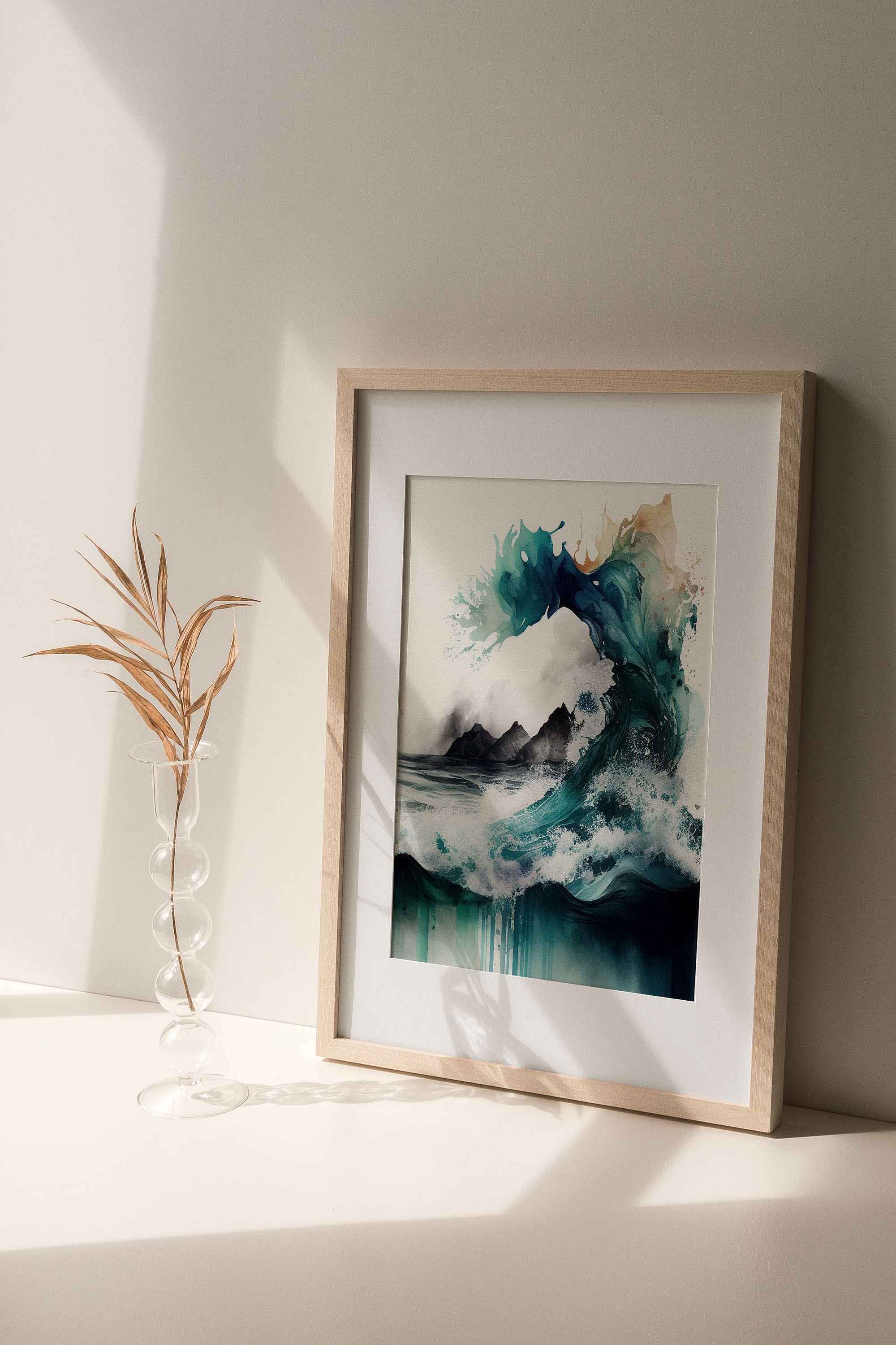 Ocean Waves Abstract Blue Wall Art, Deep Sea Nautical Color Painting ...