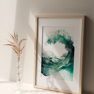 Ocean Waves Abstract Blue Wall Art, Deep Sea Nautical Color Painting ...