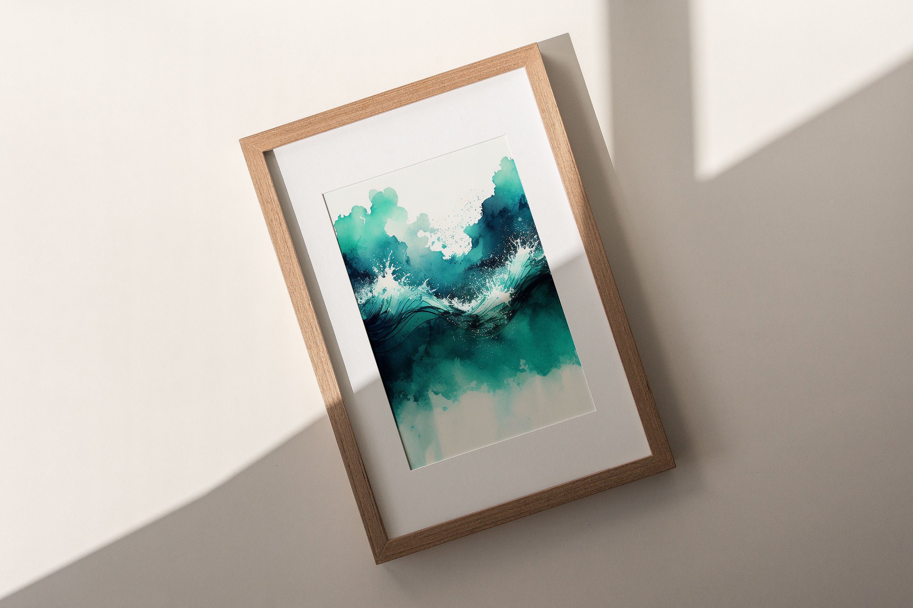 Ocean Waves Abstract Blue Wall Art, Deep Sea Nautical Color Painting ...