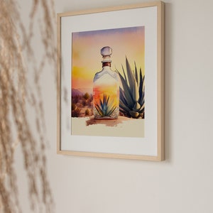 Tijuana Tequila Wall Art, Watercolor Digital Painting, Mexican Inspired ...