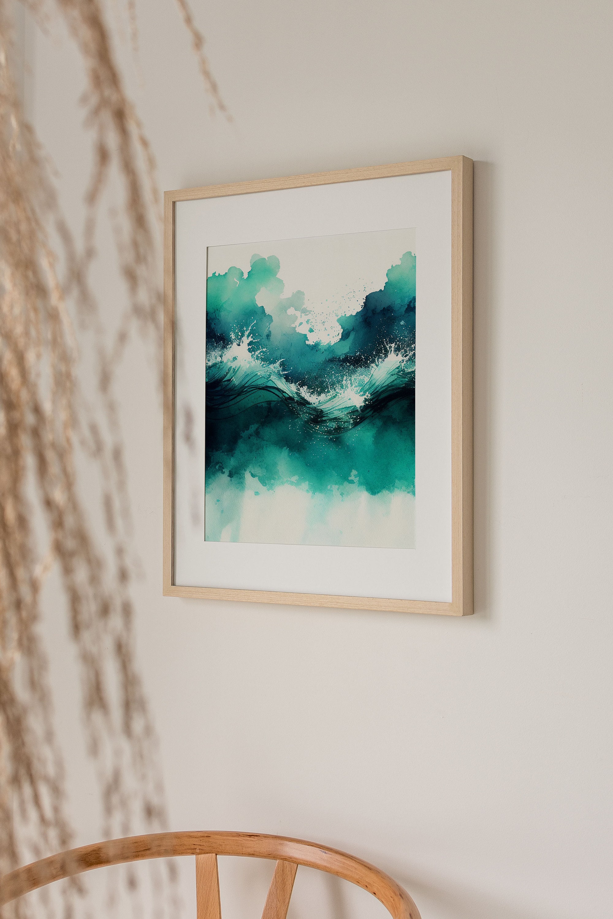 Ocean Waves Abstract Blue Wall Art, Deep Sea Nautical Color Painting ...