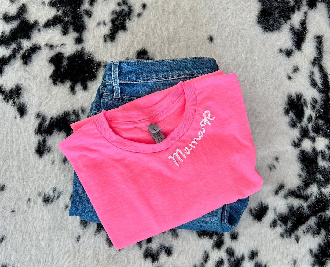 Hand Embroidered Mama Shirt, Hand Embroidered Shirt, Tshirt Embroidery ...