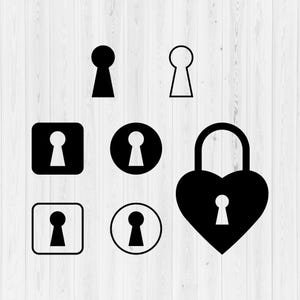 Keyhole SVG | Keyhole SVG Bundle | Square | Circle | Heart Padlock - Etsy