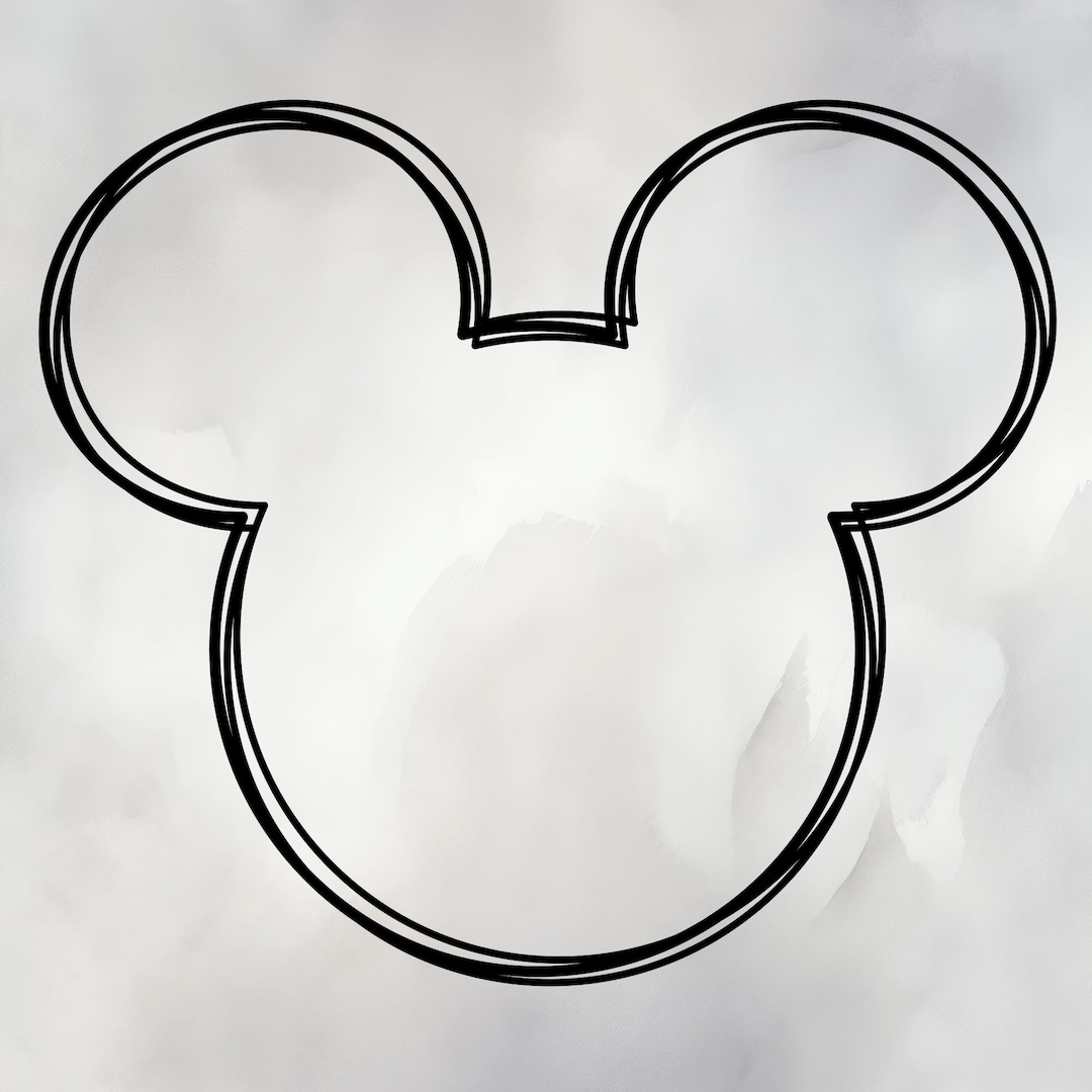 Mouse Head SVG PNG – Black Sketch Outline Mouse Ears Silhouette, for ...