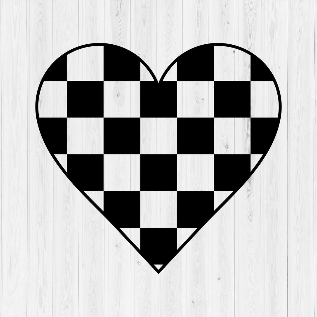 Checkered Heart SVG | Black Transparent Chess Pattern | PNG & SVG - Etsy