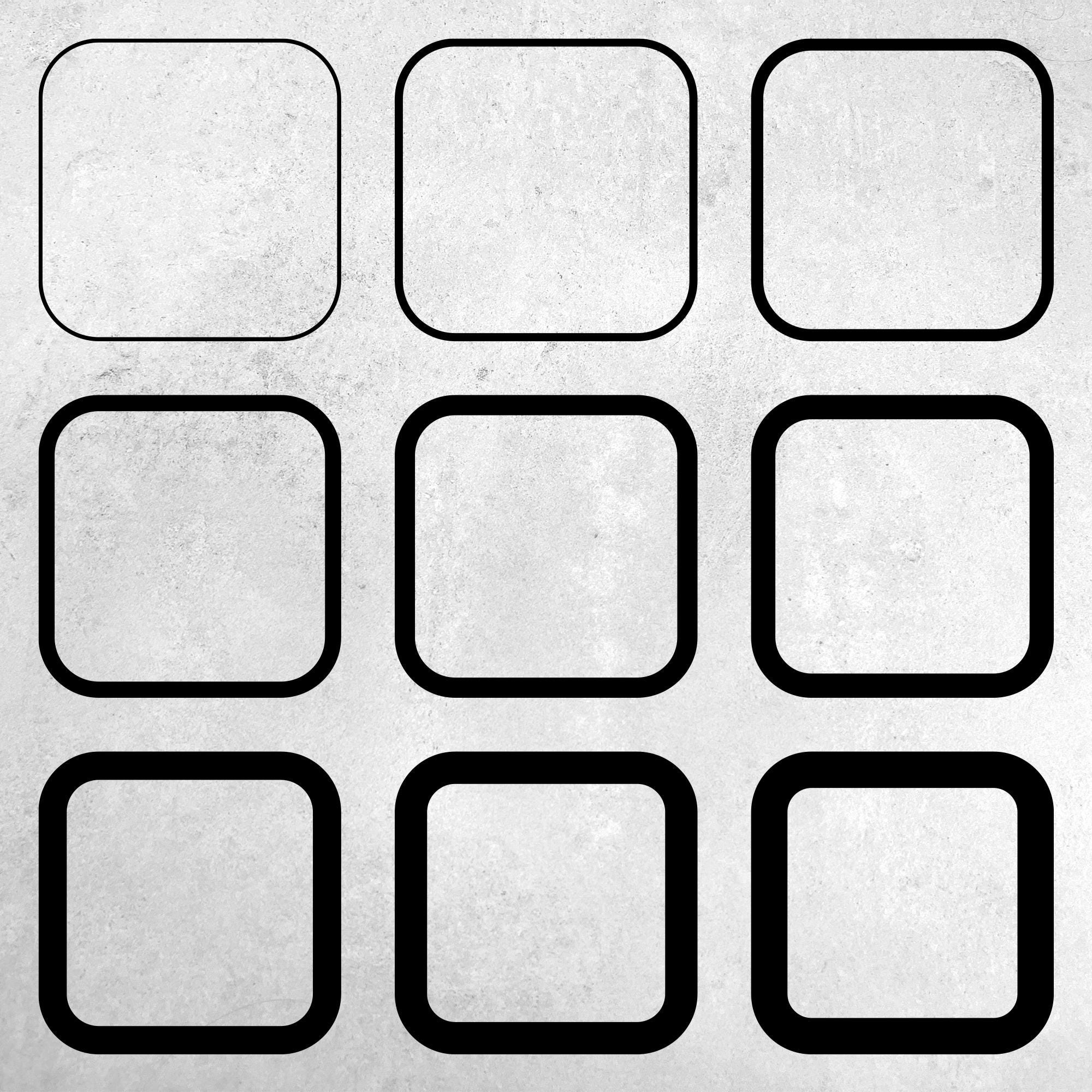 Square Rounded Frame SVG PNG Bundle: 9 Border Widths (digital Download ...