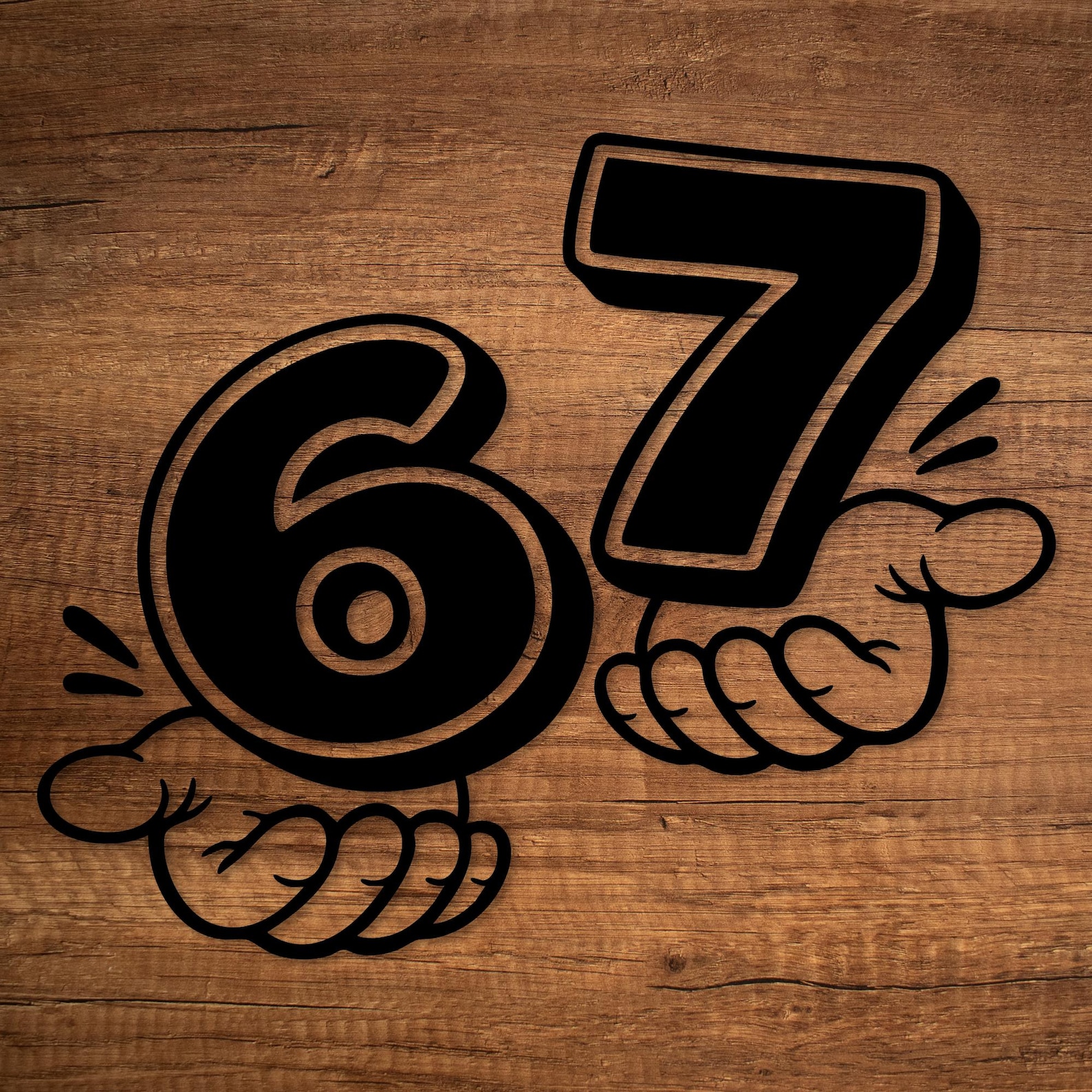 Six Seven SVG PNG Meme | Black | 6 7 Hands Meme | Hand Holding Numbers ...