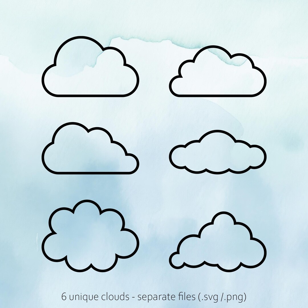 Cloud Outline SVG | Outline Clouds | Set of Black Clouds | Clipart - Etsy