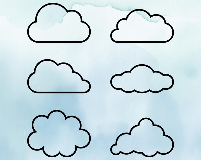 Cloud Outline SVG | Outline Clouds | Set of Black Clouds | Clipart - Etsy