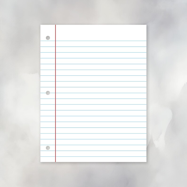 Lined Notebook Paper SVG - US Letter Size With 3 Hole Punch - Digital ...