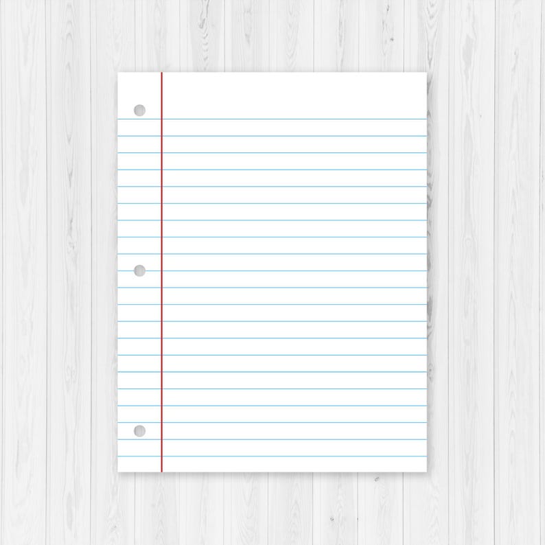 Lined Notebook Paper SVG - US Letter Size With 3 Hole Punch - Digital ...