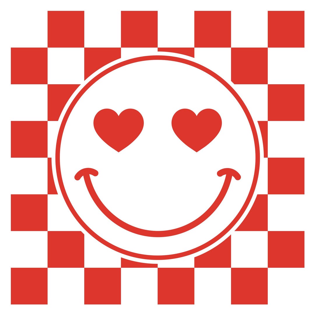 Valentines Heart Smiley Checkered SVG PNG - Red - for Digital Designs ...