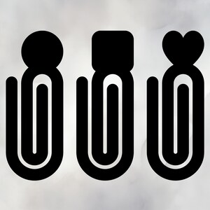 Jumbo Paper Clip SVG PNG Bundle – 3 Black Clips With Circle, Square and ...